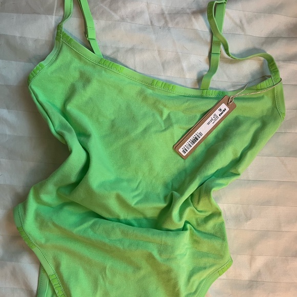 SKIMS | Tops | Skims Cotton Logo Bodysuit Neon Green | Poshmark